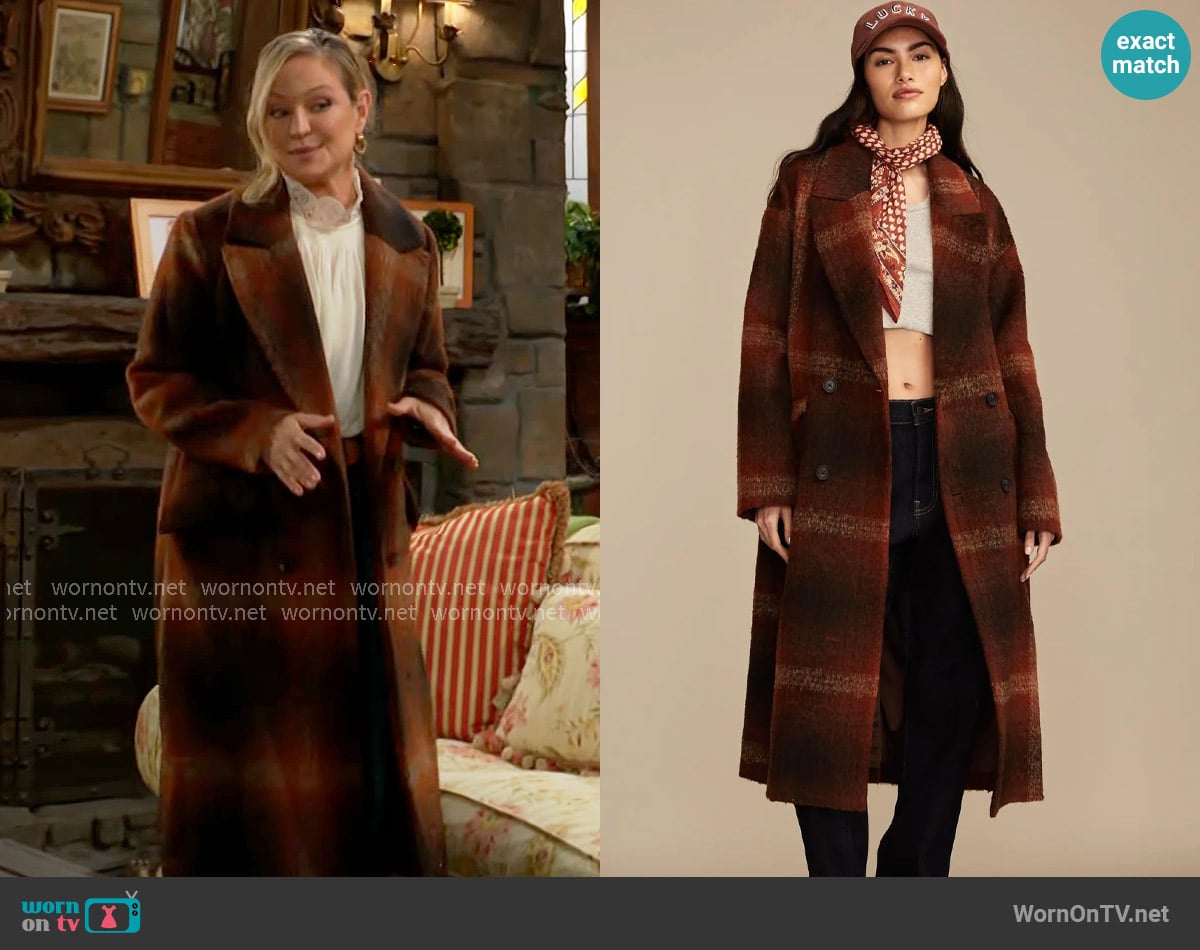 WornOnTV: Sharon’s long plaid coat on The Young and the Restless ...