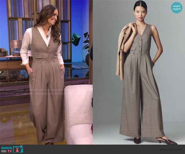 WornOnTV: Monica’s gingham check jumpsuit on Live with Kelly and Mark ...