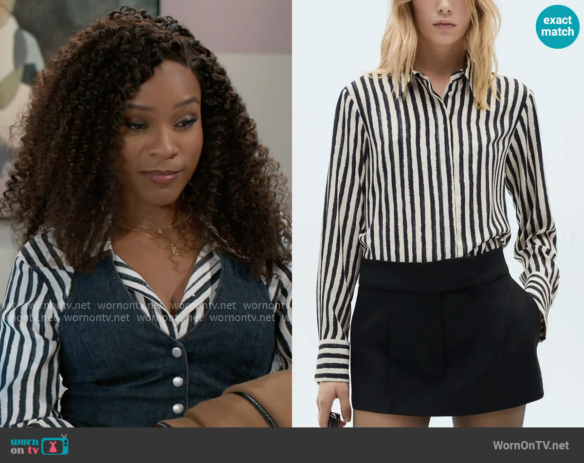 WornOnTV: Naomi’s striped shirt and denim jumpsuit on Beyond the Gates ...
