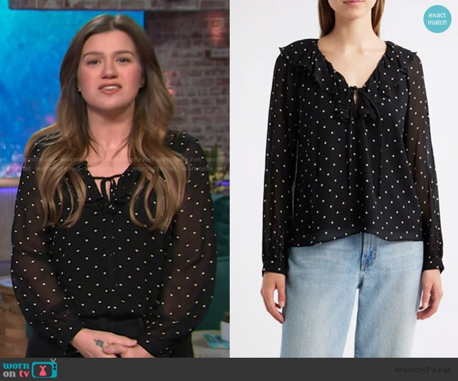 WornOnTV: Kelly’s black polka dot sheer blouse on The Kelly Clarkson ...