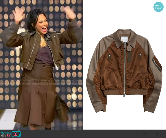 WornOnTV: Amirah Vann Oyeku’s satin bomber jacket and skirt on Tamron ...