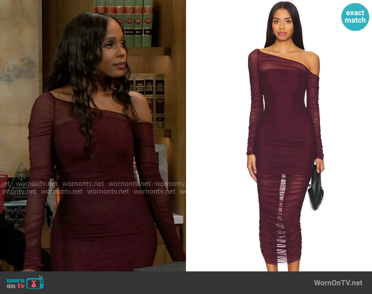 WornOnTV: Hayley’s burgundy mesh off-shoulder dress on Beyond the Gates ...