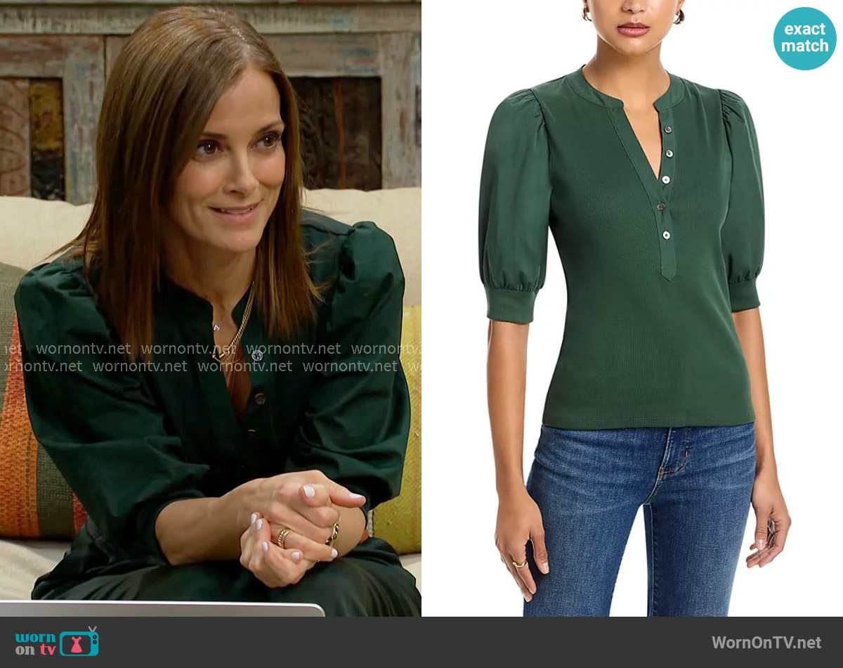 WornOnTV: Taylor’s green puff-sleeve top on The Bold and the Beautiful ...