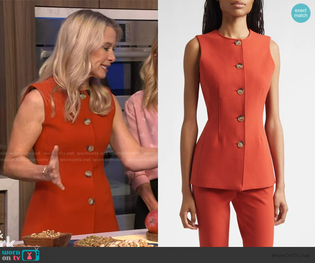 WornOnTV: Wendy Bazilian’s orange button down vest on Live with Kelly ...