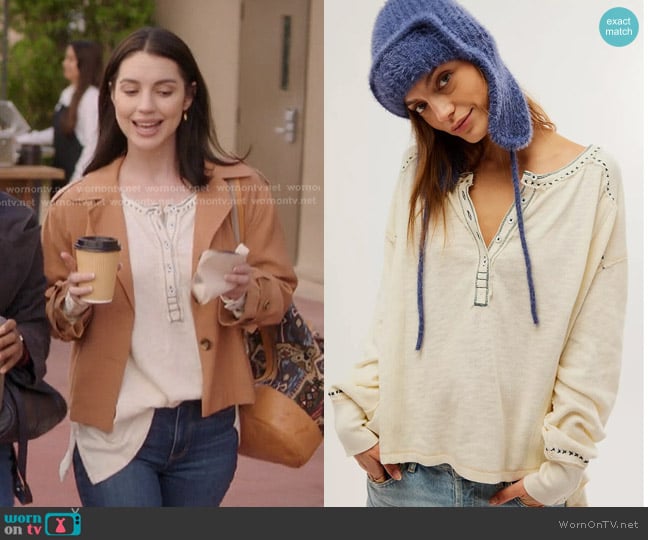 WornOnTV: Jules’ white henley top and orange cropped trench jacket on ...