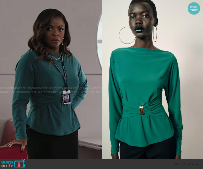 WornOnTV: Ava’s green gathered front top on Abbott Elementary | Janelle ...