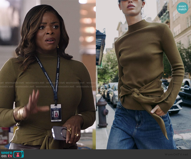 WornOnTV: Ava’s green tie front top on Abbott Elementary | Janelle ...